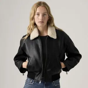 LEVI'S Faux Leather Sherpa Collar Bomber Jacket