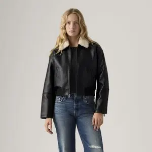 LEVI'S Faux Leather Sherpa Collar Bomber Jacket