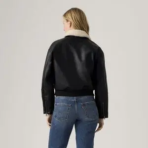LEVI'S Faux Leather Sherpa Collar Bomber Jacket
