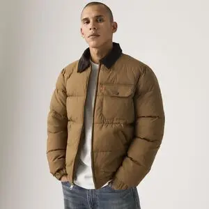 LEVI'S Quilted Depot Jacket With Corduroy Collar - Brown