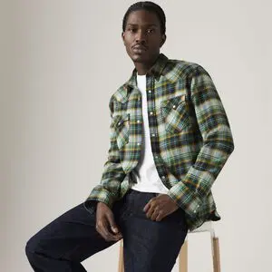 LEVI'S Classic Standard Fit Western Flannel Shirt - Julius Plaid Abyss