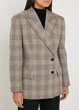 ANINE BING Checked Wool Blazer - Multicoloured