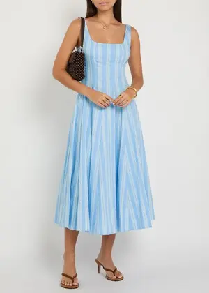 Staud Wells Striped Stretch-cotton Midi Dress