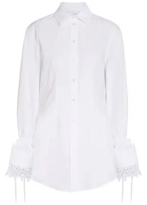 Erdem Lace-trimmed Cotton-poplin Shirt