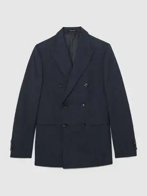 REISS Db Fibre Db Wool Textured Double-breasted Blazer Tailored-fit