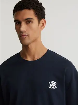 REISS Rainer Monogram Embroidered Relaxed-fit T-shirt - Navy