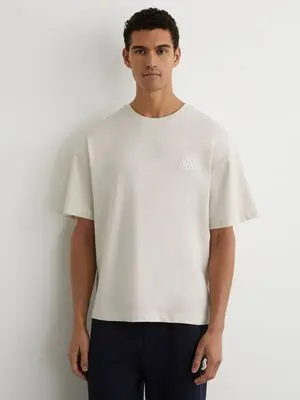 REISS Rainer Monogram Embroidered Relaxed-fit T-shirt - White