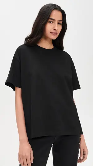 Good American Cotton Oversized Tee - Black001