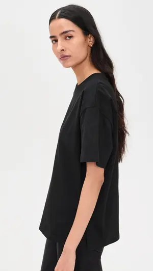 Good American Cotton Oversized Tee - Black001