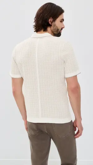 Rag & Bone Harvey Rib Polo - Chalk