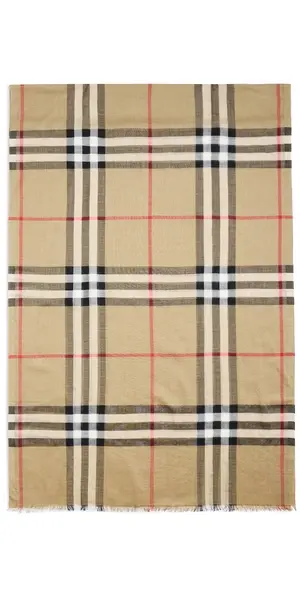 Burberry Wide Check Wool Silk Gauze Scarf