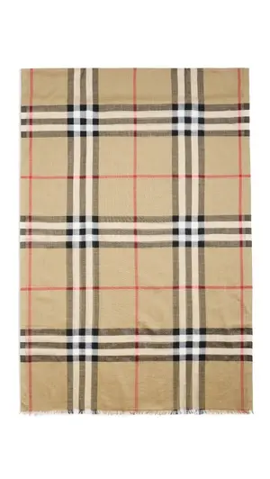 Burberry Wide Check Wool Silk Gauze Scarf