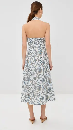 Veronica Beard Mackey Paisley Print Belted Midi Dress - Dove Multi