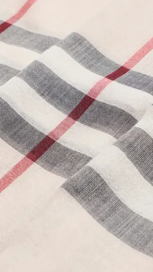 Burberry Wide Check Wool Silk Gauze Scarf - Stone Check