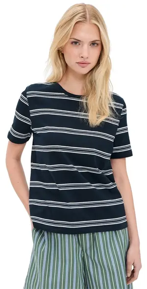 Kule The Modern Stripe Tee - Navy/white Mixed Stripe