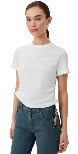 Burberry Jersey Tee With D-ring Ruching - Chalk