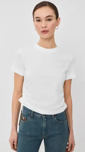 Burberry Jersey Tee With D-ring Ruching - Chalk