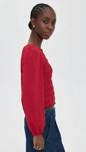 Madewell Smocked Boat Neck Top