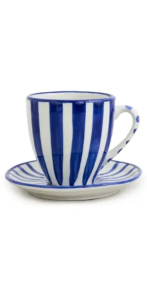 Carolina K Coffee Pot And Saucer Set - Blue