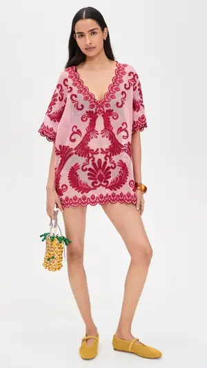 Farm Rio Embroidered Mini Dress