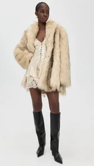 CULTNAKED Faux Fur Coat With Shawl Collar