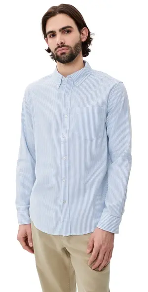 FAIR HARBOR Salty Oxford Shirt - Light Blue Stripe