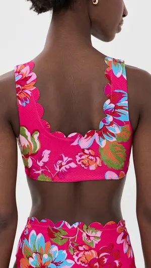 Beach Riot Madison Bikini Top Floral Print Scalloped Trim - Sugar Bloom