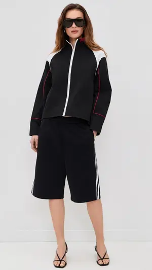Lioness Shoreline Technical Windbreaker Jacket With Contrast Piping - Noir