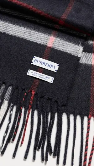 Burberry Giant Check Cashmere Scarf - Navy