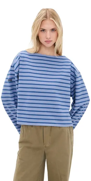 Polo Ralph Lauren Jersey Crop Mariner Long Sleeve Pullover - East Blue/liberty