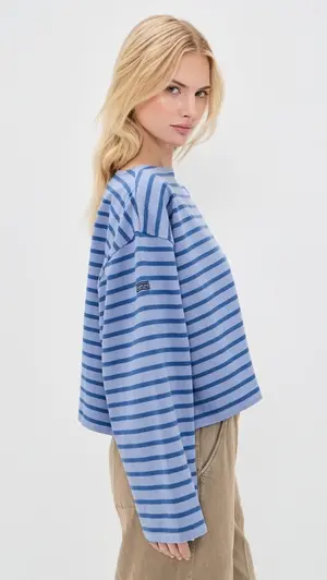 Polo Ralph Lauren Jersey Crop Mariner Long Sleeve Pullover - East Blue/liberty