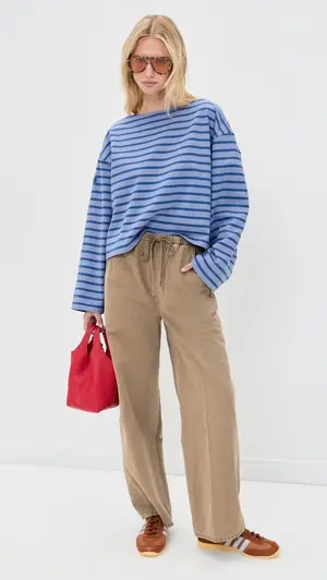 Polo Ralph Lauren Jersey Crop Mariner Long Sleeve Pullover - East Blue/liberty