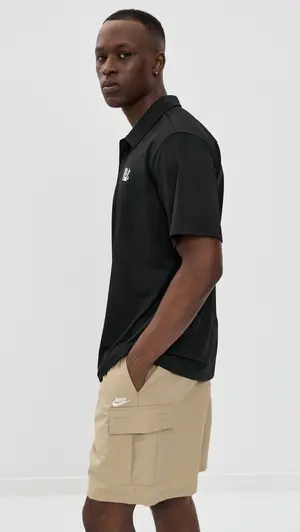 MALBON Performance Mesh Paneled Polo - Black