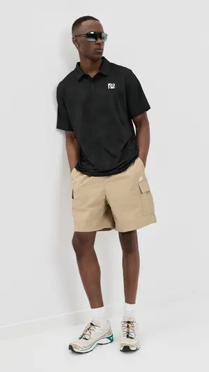 MALBON Performance Mesh Paneled Polo - Black