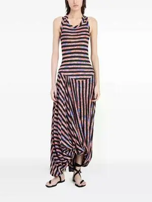 Proenza Schouler Printed Striped Midi Dress - Black