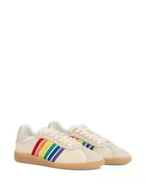 Dsquared2 Suede And Mesh Low-top Sneakers With Rainbow Stripes - Neutrals