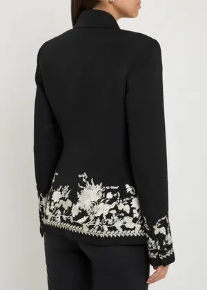 Erdem Floral Embroidered Wool Blazer