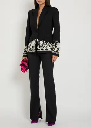 Erdem Floral Embroidered Wool Blazer