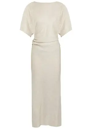 Staud Amelie Linen-blend Midi Dress - Off White
