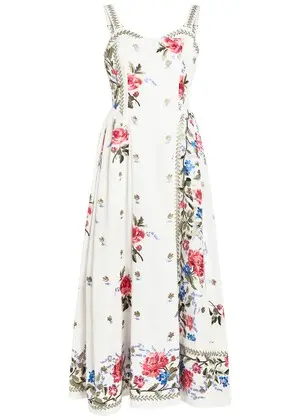 Erdem Floral-embroidered Cotton Midi Dress