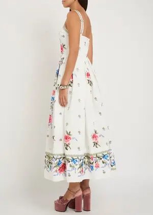 Erdem Floral-embroidered Cotton Midi Dress
