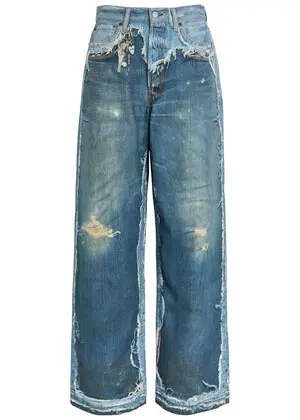 Acne Studios Printed Wide-leg Jeans - Blue Denim