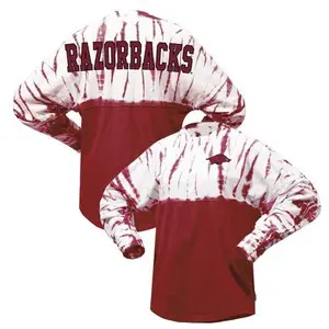SPIRIT JERSEY Arkansas Razorbacks Tie-dye Long Sleeve Jersey T-shirt - Cardinal