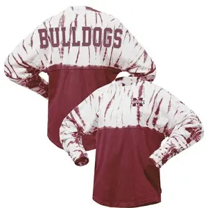 SPIRIT JERSEY Mississippi State Bulldogs Tie-dye Long Sleeve Jersey T-shirt - Maroon