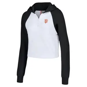 LUSSO San Francisco Giants Raglan Quarter-zip Cropped Pullover Hoodie