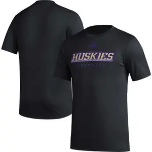 Adidas Washington Huskies Football Practice Aeroready Pregame T-shirt - Black