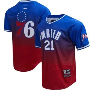 POST Joel Embiid /red Philadelphia 76ers Ombre Name & Number T-shirt - Royal