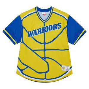 Mitchell & Ness Golden State Warriors Jumbotron 3.0 Mesh V-neck T-shirt - Gold