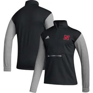 Adidas Nebraska Huskers Sideline Aeroready Half-zip Top - Black