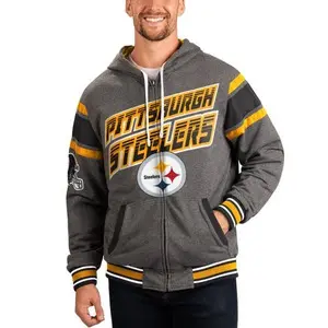 G-III SPORTS BY CARL BANKS Pittsburgh Steelers Extreme Full Back Reversible Full-zip Jacket - Black